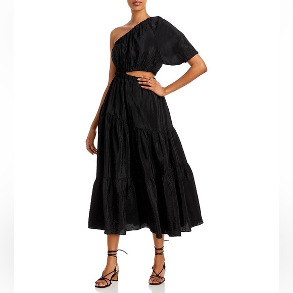 Moon River | Dresses | Moon River One Shoulder Ruffle Midi Dress | Poshmark